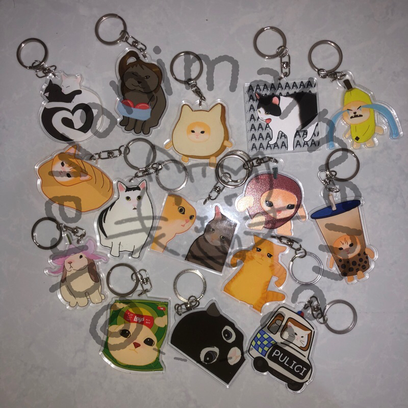 Jual GANTUNGAN KUNCI MEME KUCING AKRILIK ILUSTRASI KARTUN GANCI ...
