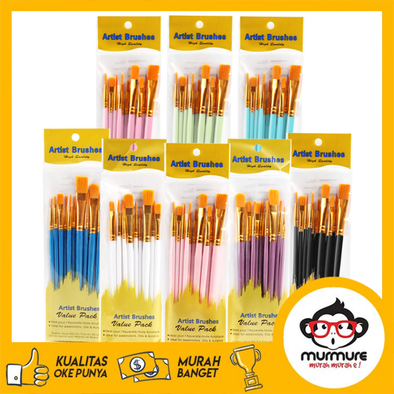 Jual MURMURE I 1 SET 10PCS KUAS LUKIS / SET KUAS MELUKIS CAT AIR ...