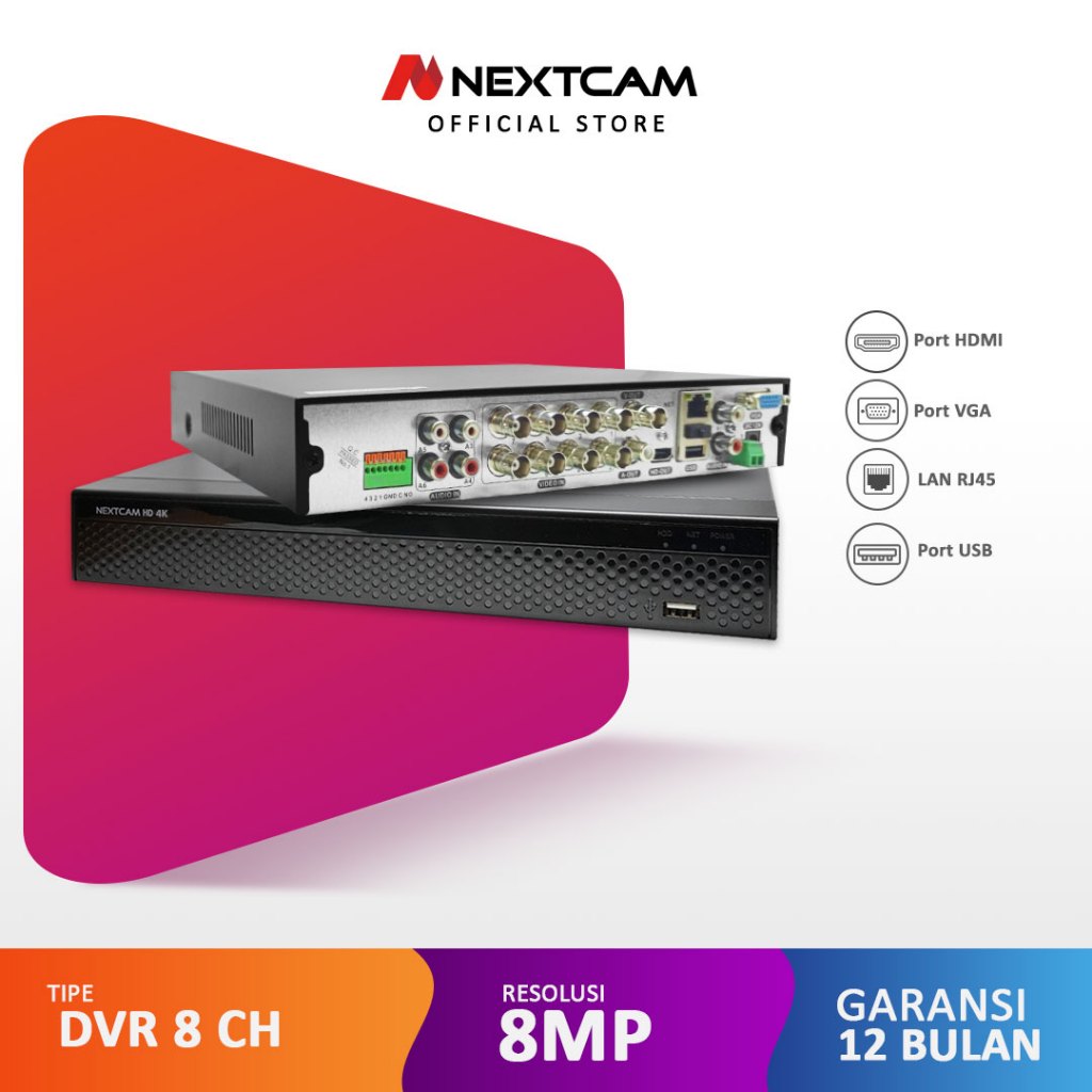 Jual Nextcam DVR/XVR/NVR Hybrid CCTV 8Channel AI FACE HD 4K Support 8MP Bisa online HP Support ...