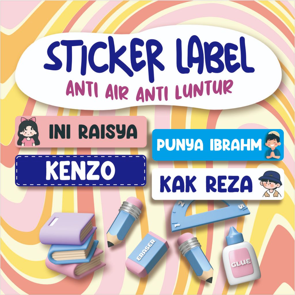 Jual (70+ pcs) Sticker Nama Waterproof Sticker Nama Custom Sticker Nama ...