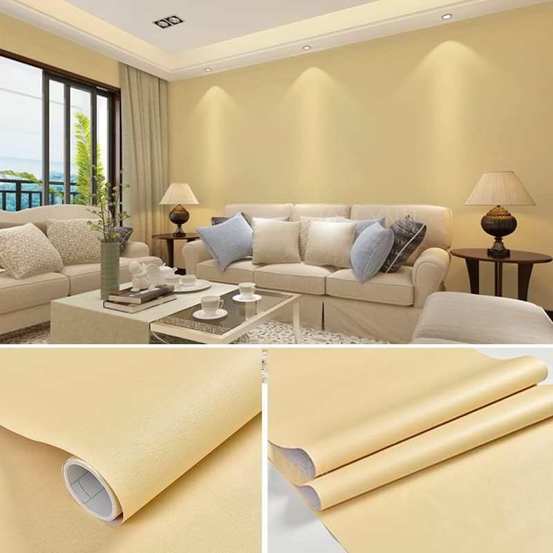Jual Wallpaper Sticker Dinding Premium Serat /Polos Cream Panjang 9 ...