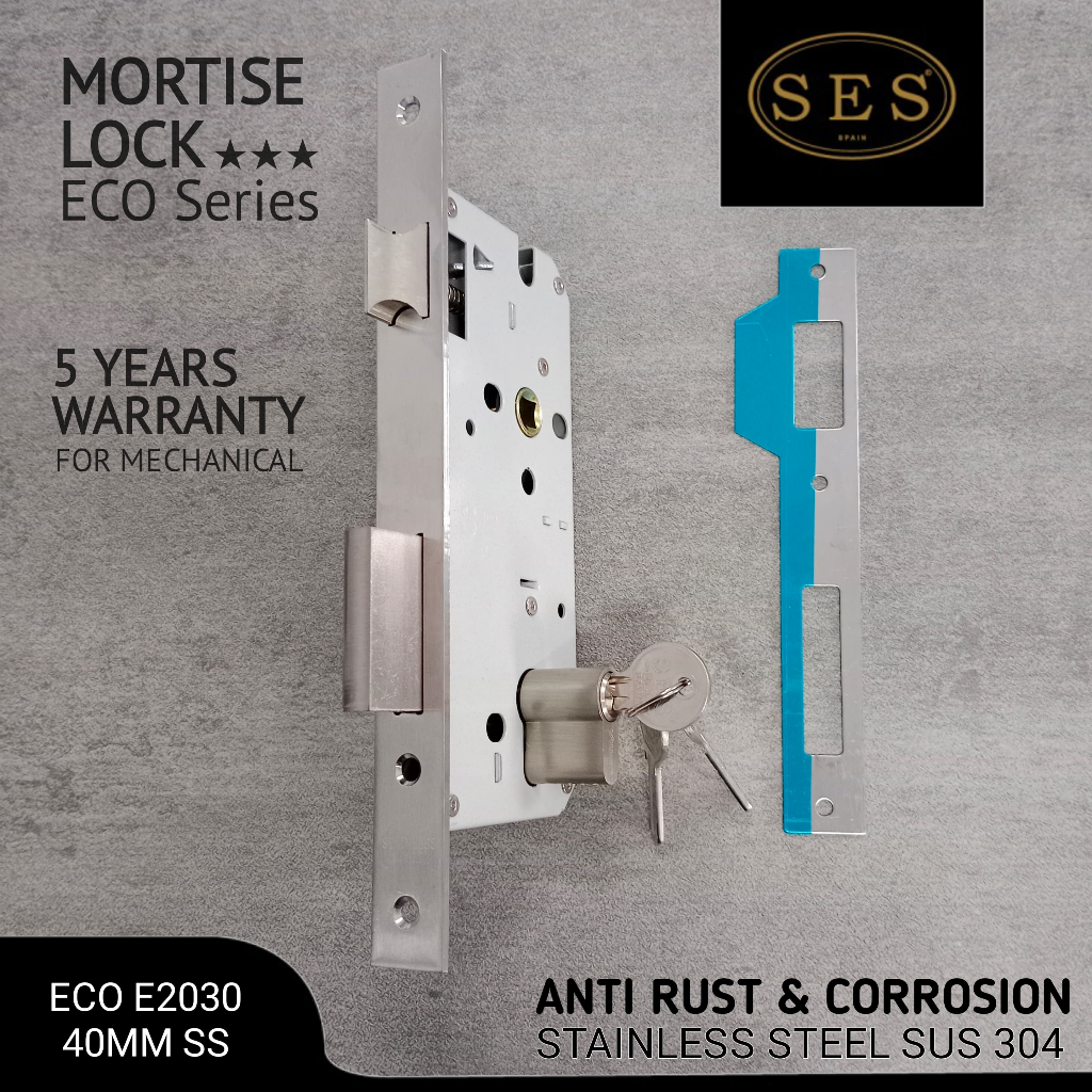 Jual SES Body Kunci Pintu - Mortise Lock SES ECO E2030 - 40mm SS ...
