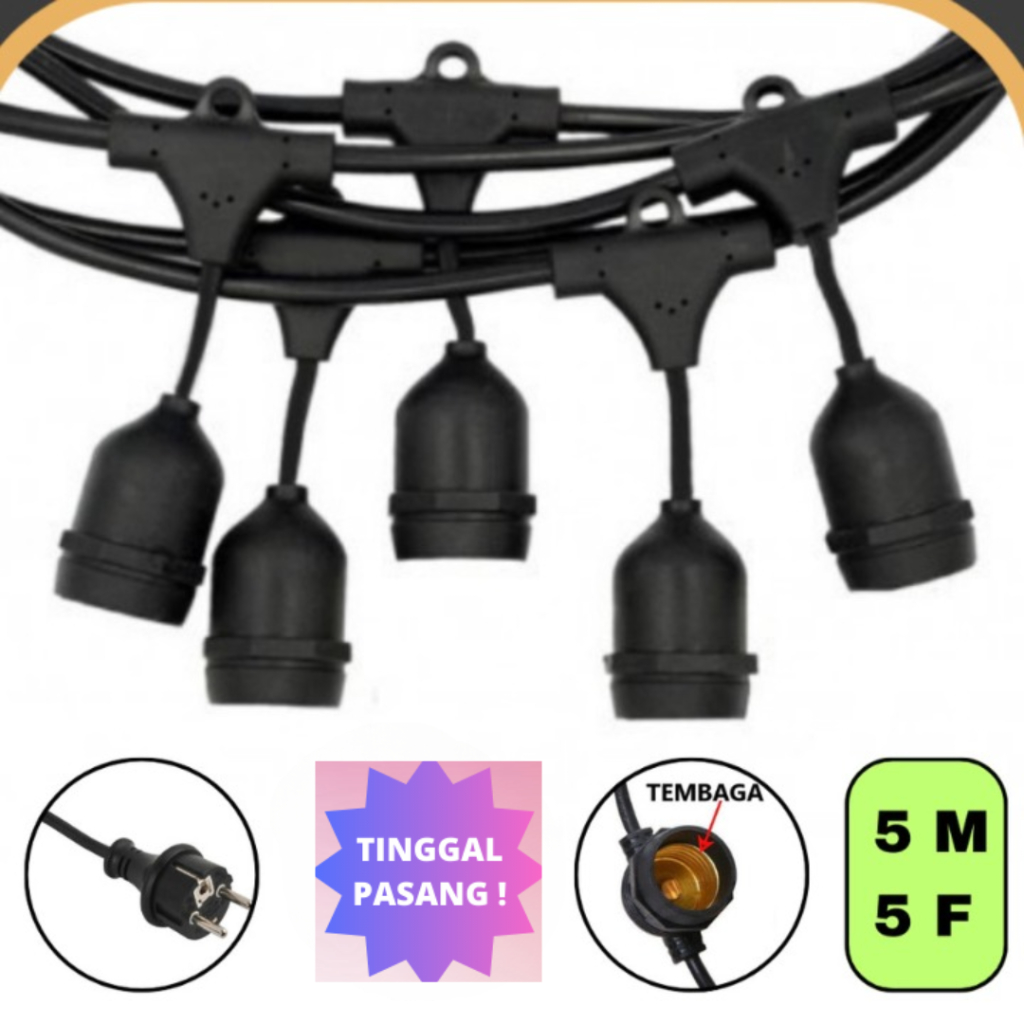 Jual Fitting Kabel 5 M 5 Fitting e27 Lampu Gantung Cafe 5 Meter 5 F ...