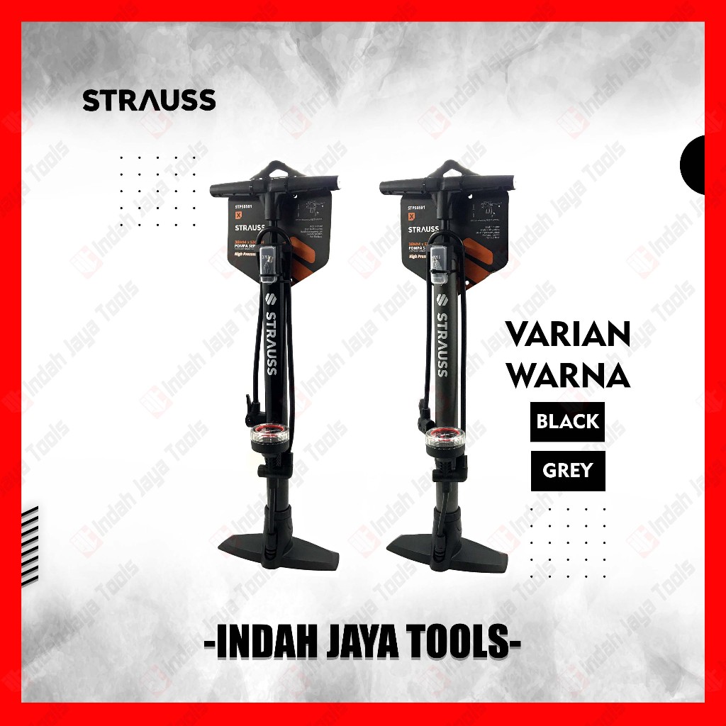 Jual STRAUSS Pompa Angin Tangan Tabung Meter Ban Sepeda Motor Bola ...