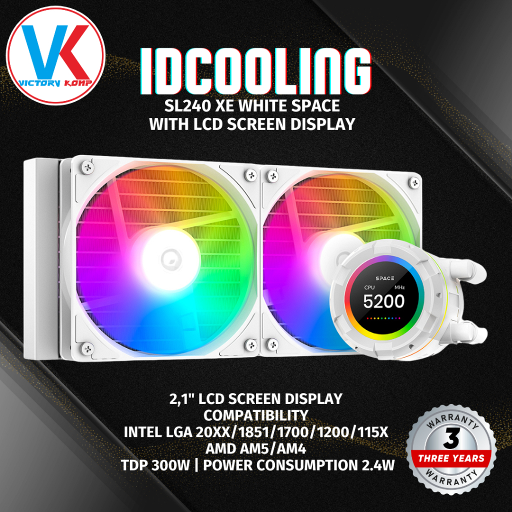 Jual ID-COOLING SL240 XE White Space w/ LCD Display 240mm AIO CPU ...