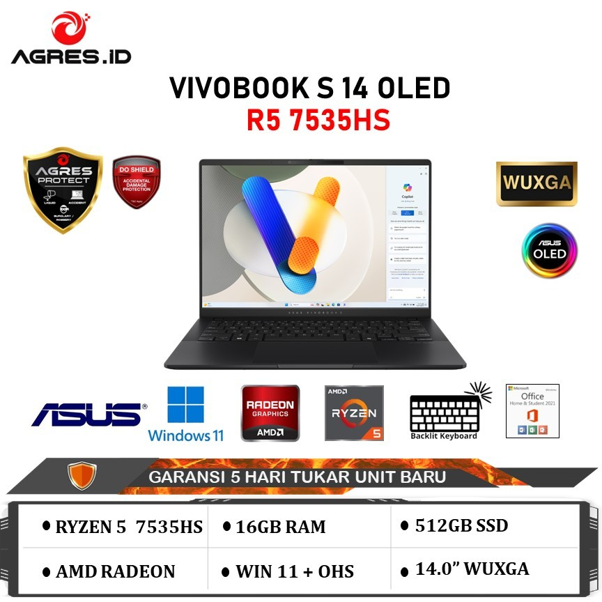 Jual ASUS VIVOBOOK S 14 OLED M5406NA RYZEN 5 7535HS 16GB 512GB W11+OHS ...