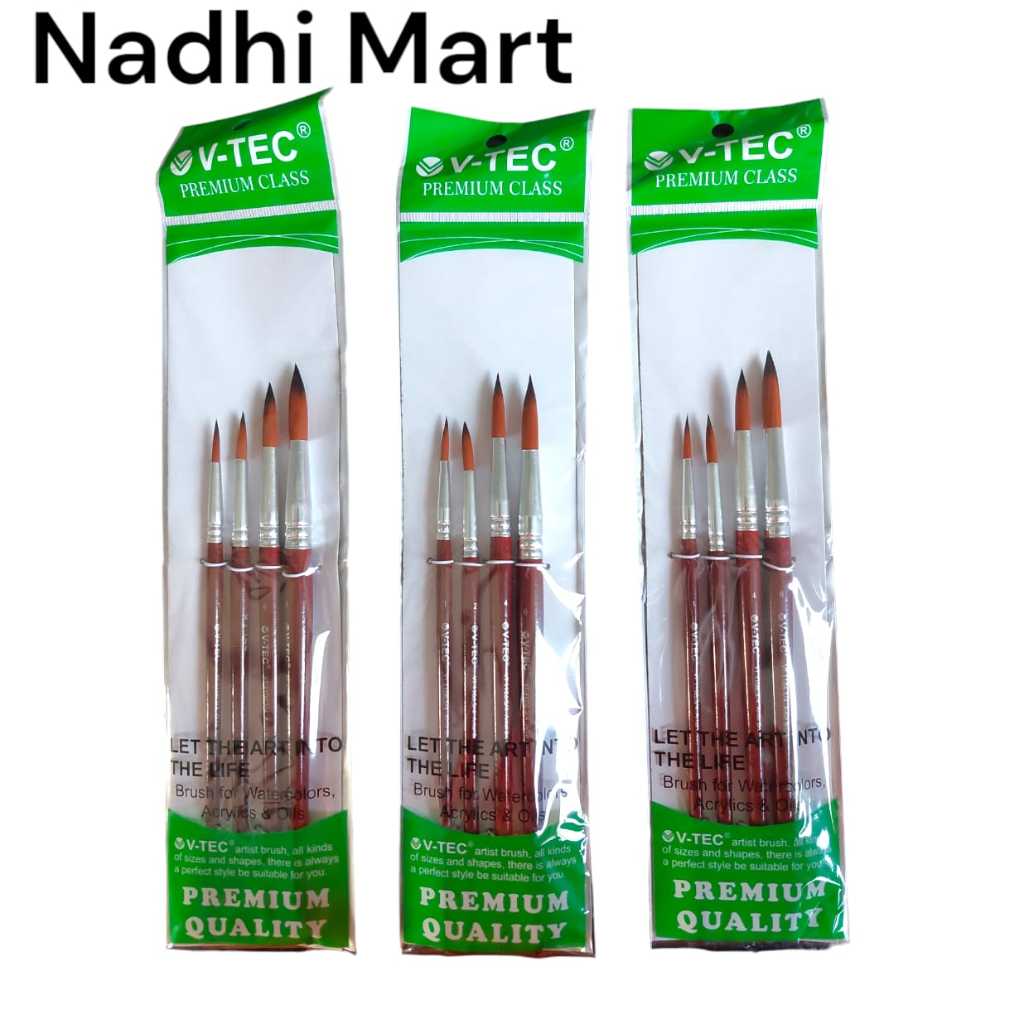 Jual KUAS V-TEC VT-1106 SET 4 (12/480) / KUAS LUKIS SET ISI 4 / KUAS ...