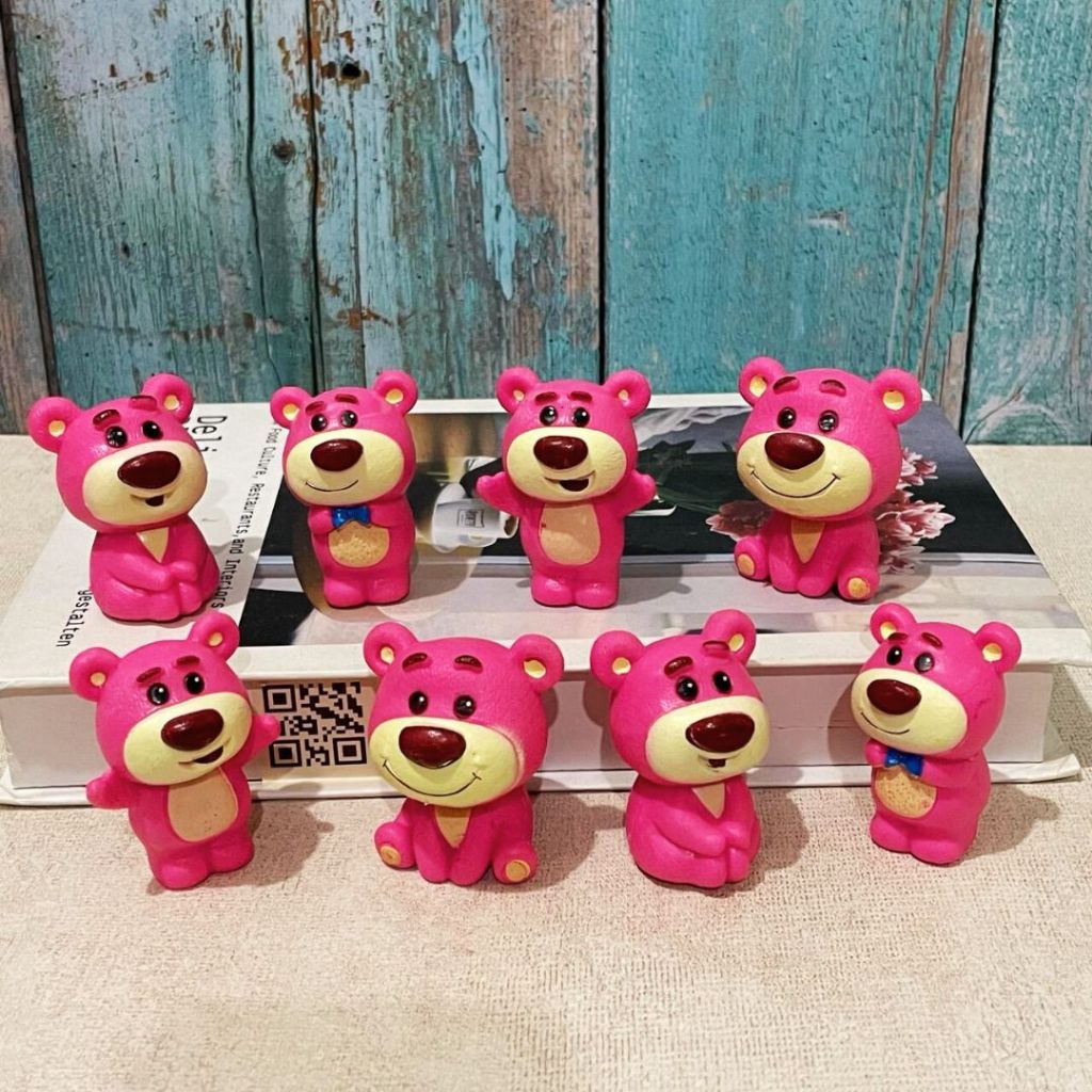Jual Pajangan Strawberry Bear Lotso Set of 8 pc | Toppers Kue Cake ...