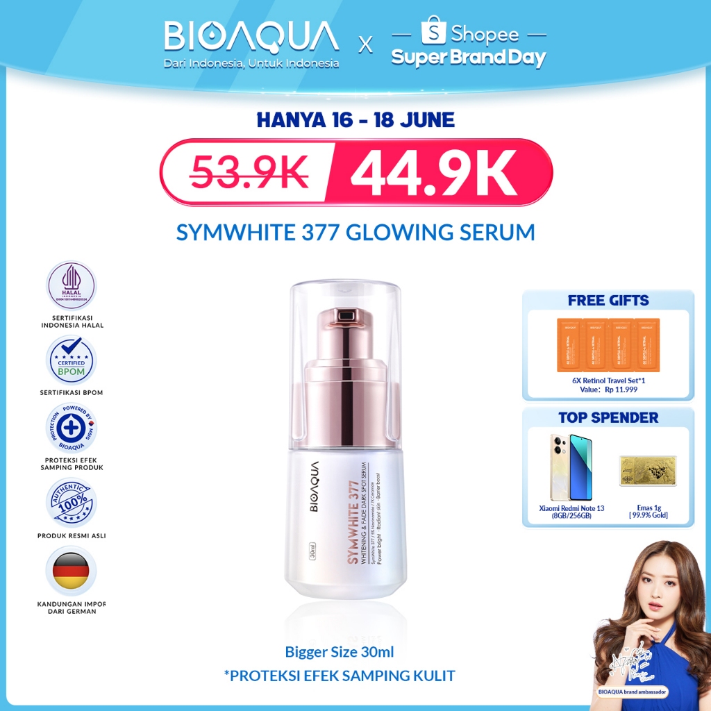 Jual BIOAQUA SymWhite 377 Whitening & Fade Dark Spot Serum Flek Hitam Serum Wajah Glowing ...