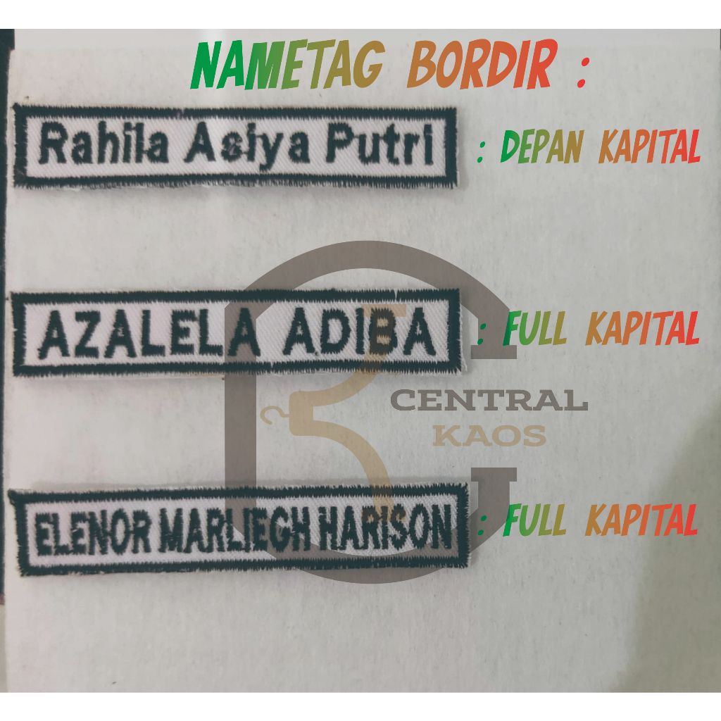 Jual Nametag Bordir , name tag seragam, bet nama, Nama Dada , Bordir ...