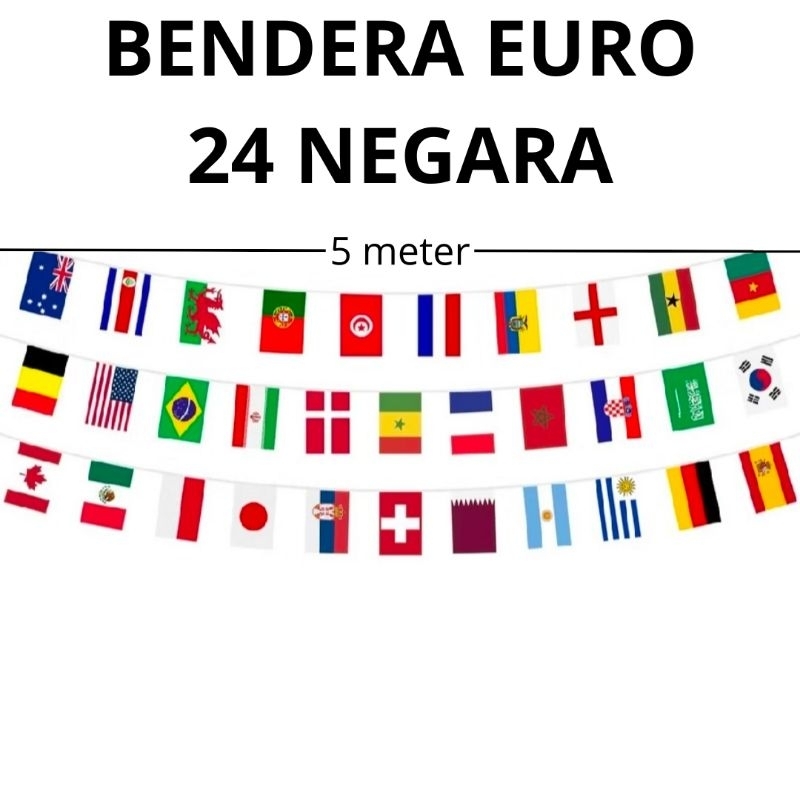 Jual BENDERA EURO 2024 BENDERA RENCENG 24 NEGARA 5 METER | Shopee Indonesia