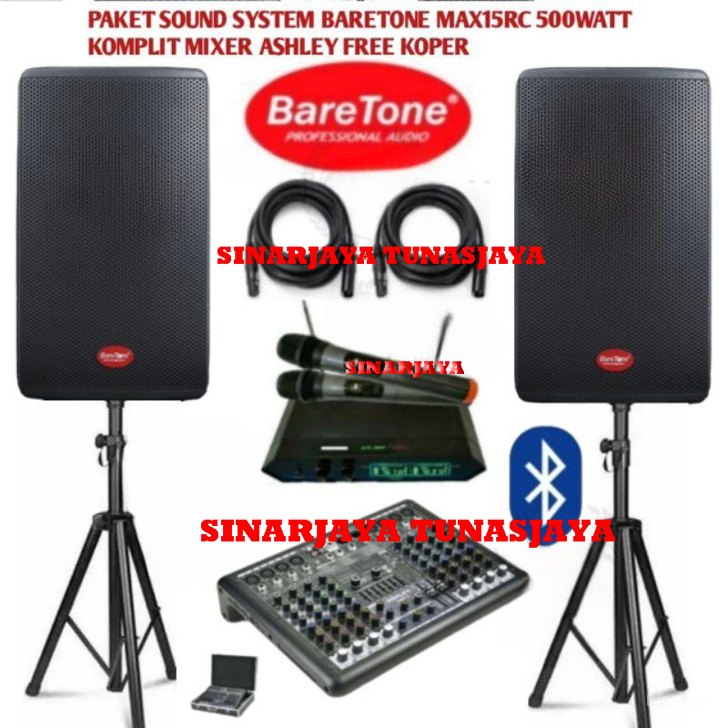 Jual Paket sound Sistem Speaker Aktif Baretone MAX15RC / MACX15RC 500 Watt Komplit Sama Mixer ...