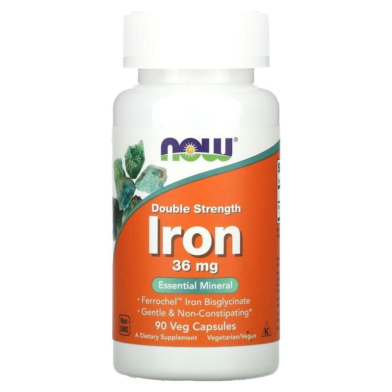 Jual NOW Foods, Zat Besi / Iron, Double Strength / Kekuatan Ganda, 36 ...