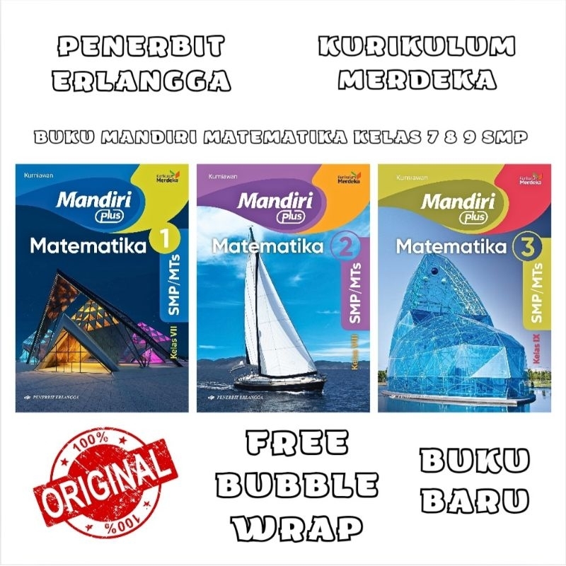Jual Buku Mandiri Plus Matematika Kelas 1 2 3 / 7 8 9 SMP/MTs Erlangga Kurikulum Merdeka Km ...