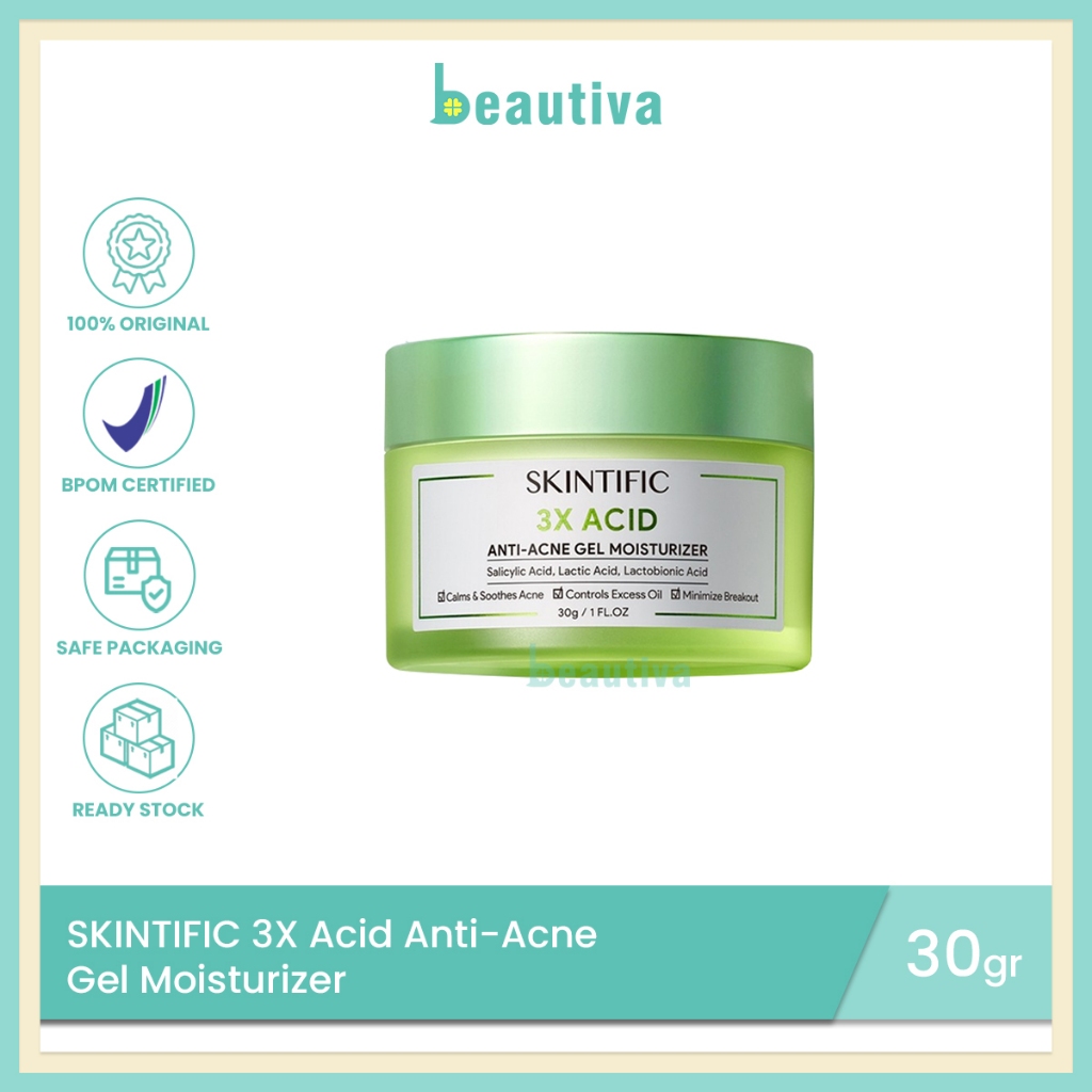Jual SKINTIFIC 3X Acid Anti-Acne Gel Moisturizer 30gr | Shopee Indonesia