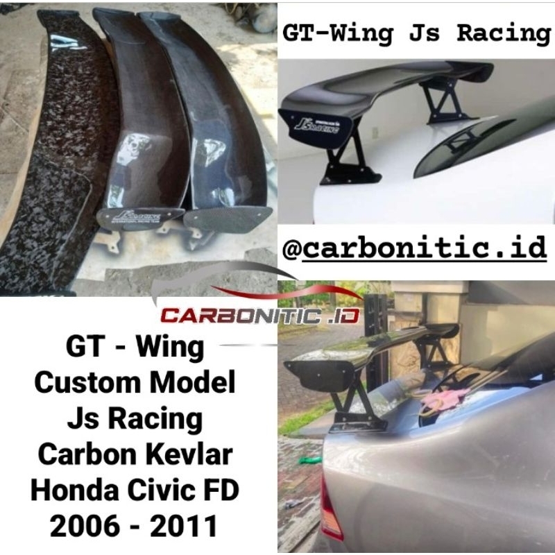 Jual Spoiler Custom Model Gt-Wing Js Racing Honda Civic Fd 2006 - 2011 Carbon Kevlar Asli ...