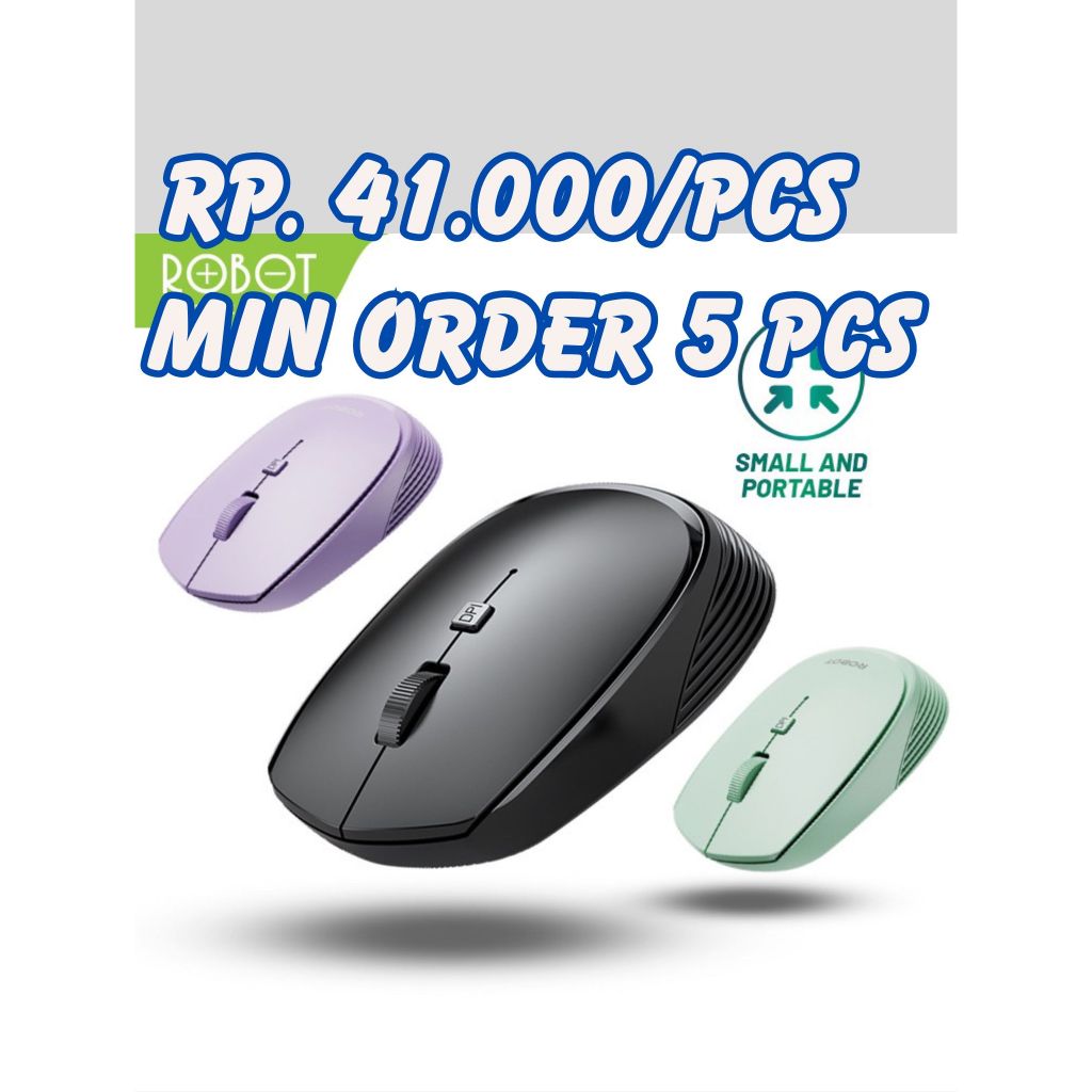 Jual Rp. 41.000 Min 5 Pcs // ROBOT M205 [Black] Wireless Mouse 2,4Ghz 1600DPI | Shopee Indonesia