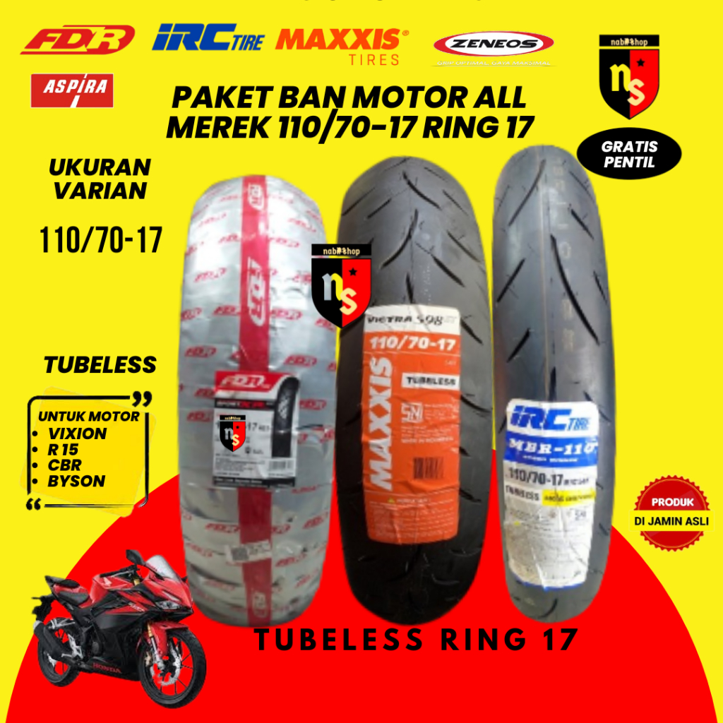 Jual BAN IRC MBR-110 RING 17 110/70 TUBELESS Free Pentil | Shopee Indonesia