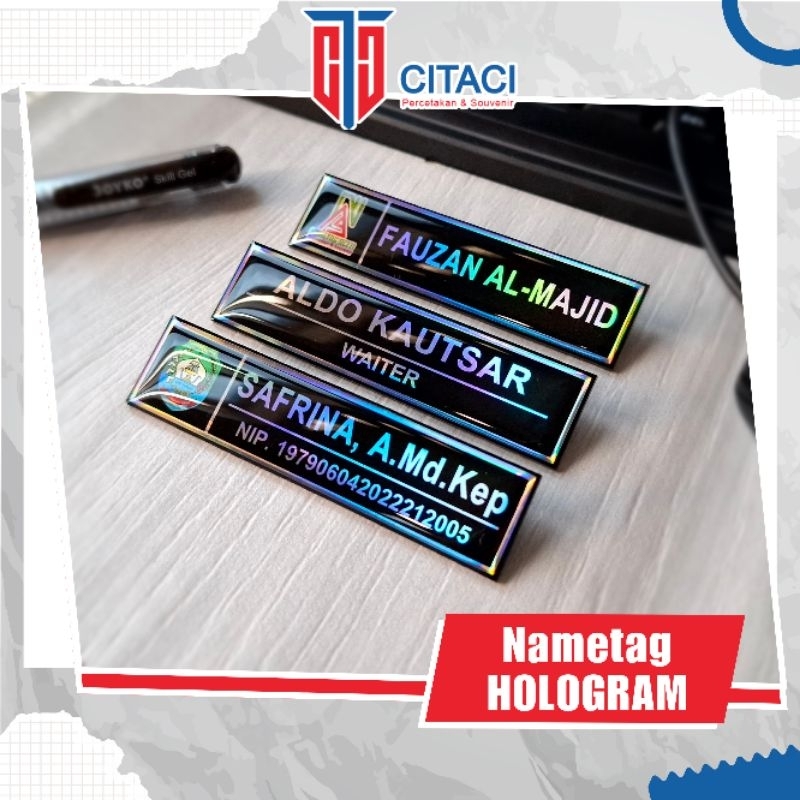 Jual NAME TAG HOLOGRAM TERKINI, BED NAMA, PAPAN NAMA, PIN NAMA (PENITI ...