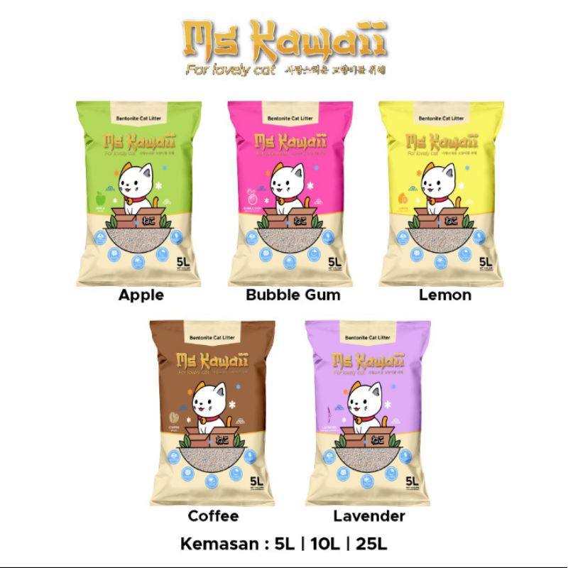 Jual Pasir kucing Ms Kawaii kawai cat sand 5L 5 L liter gumpal wangi ...