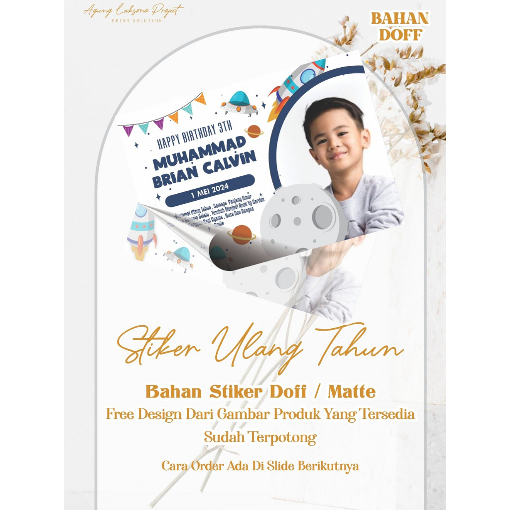 Jual Stiker Ulang Tahun Anak Laki Laki Perempuan Bahan Doff / Matte ...