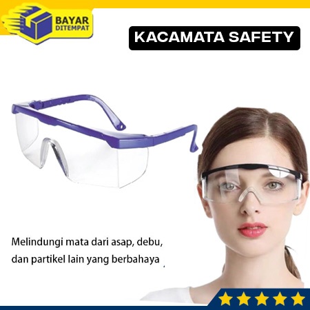 Jual Kacamata Kerja Bening Safety Glasses Frame Biru Hitam - Biru ...