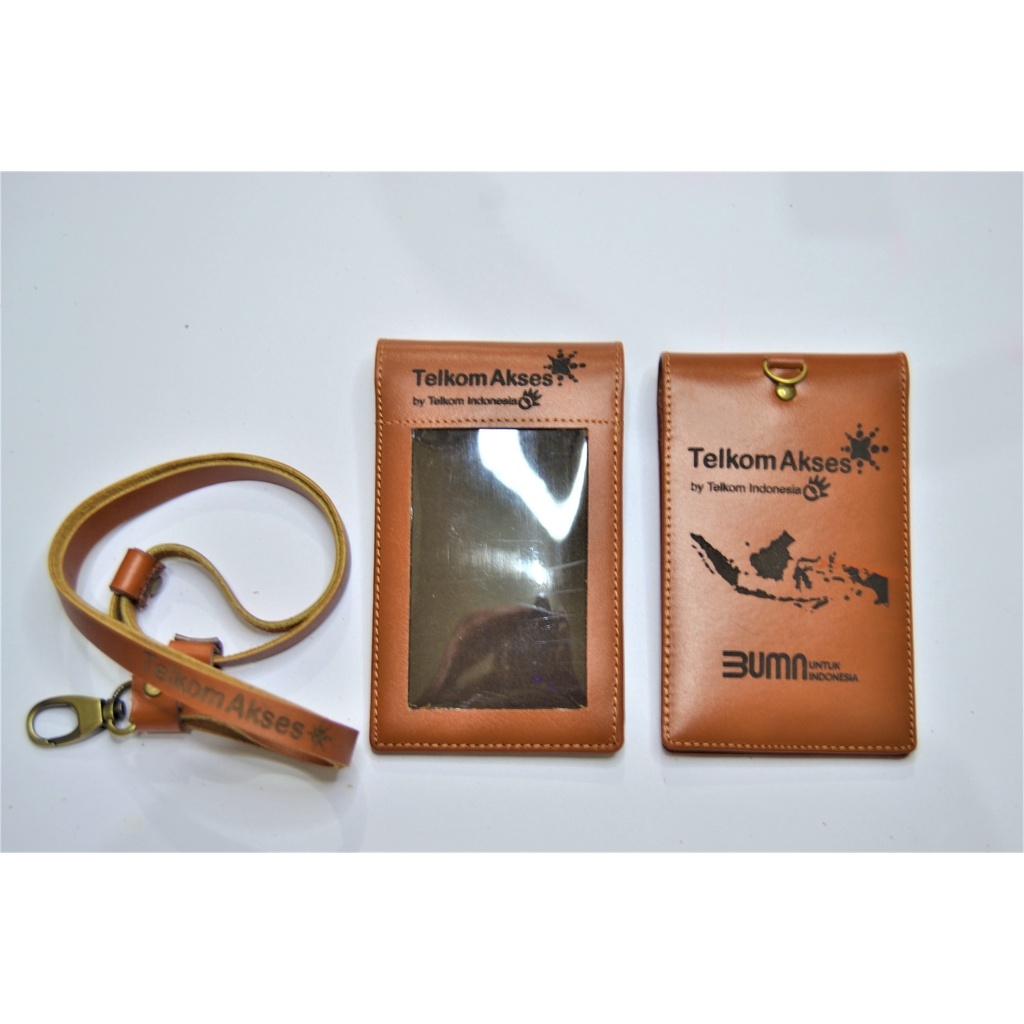 Jual ID Card Kulit Asli Logo Telkom Akses / Name Tag Lanyard Magnet ...