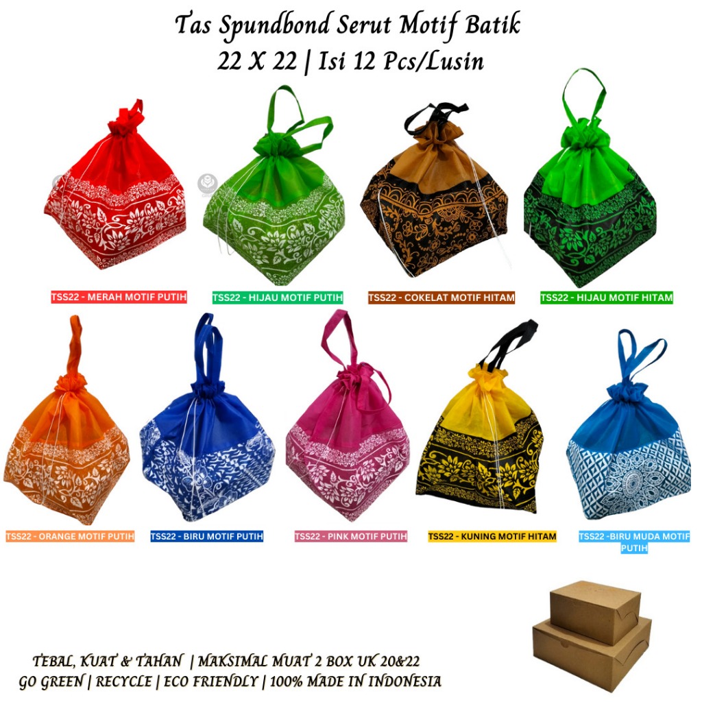 Jual Goodie Bag Tas Spunbond 22x22 Tas Serut (Tss22-Isi 12 Pcs) | Shopee Indonesia