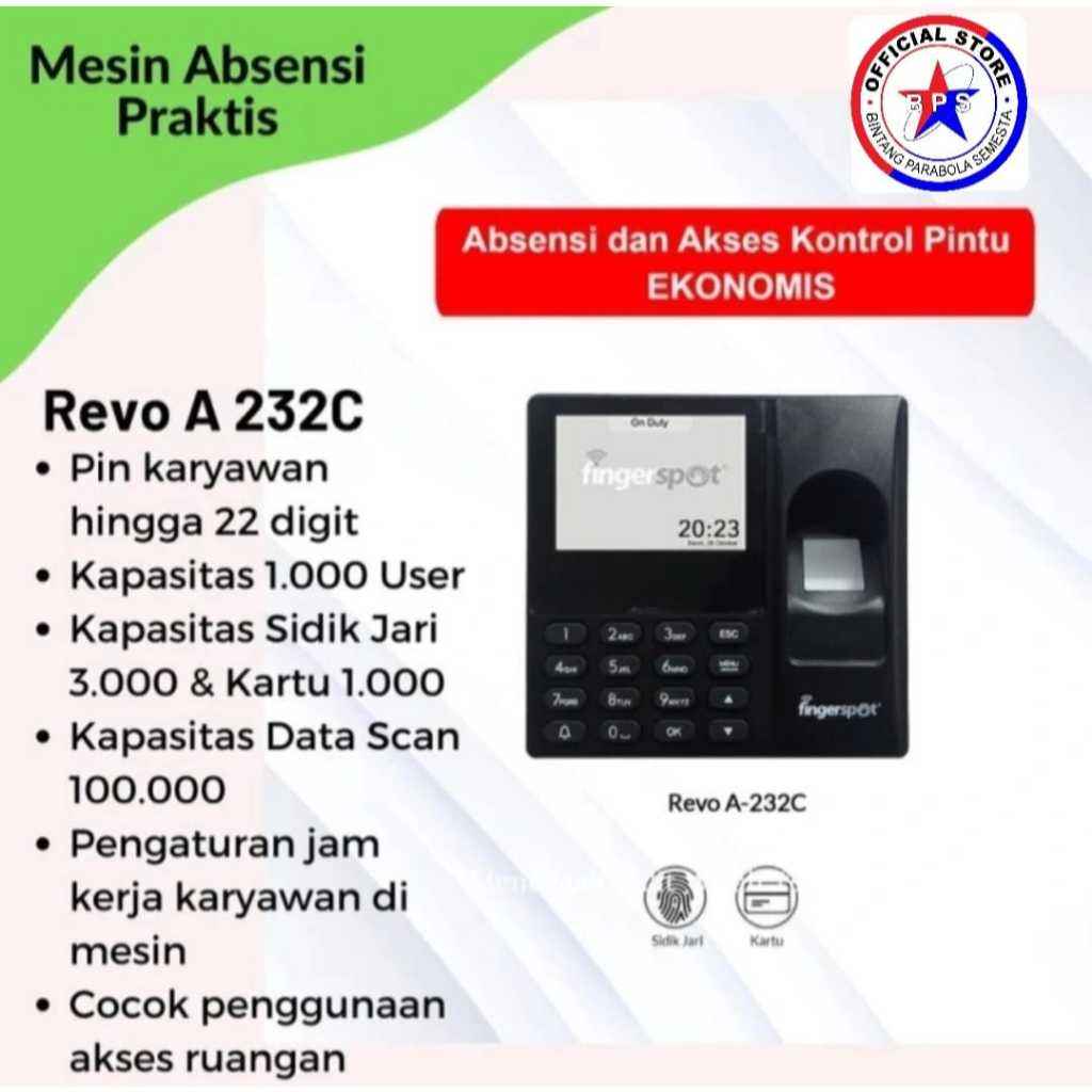 Jual Mesin absensi sidik jari finger print Revo A-232C fingerspot mesin ...