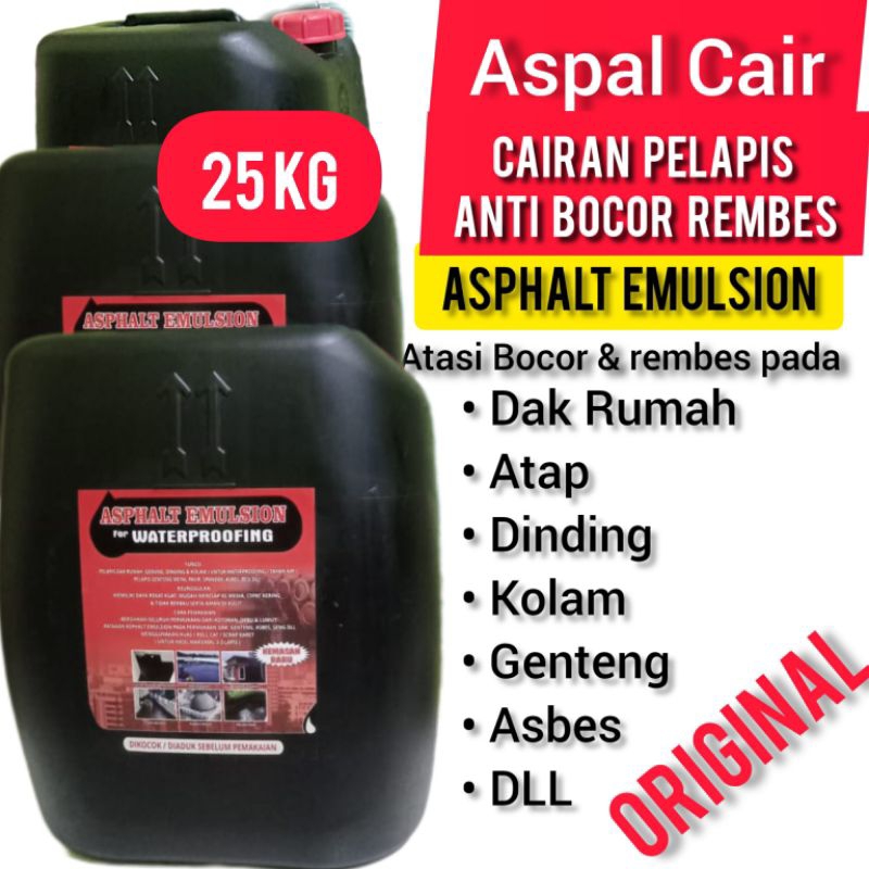 Jual ORIGINAL Asphalt Emulsion 25 Kg Cairan Aspal Pelapis Anti Bocor ...