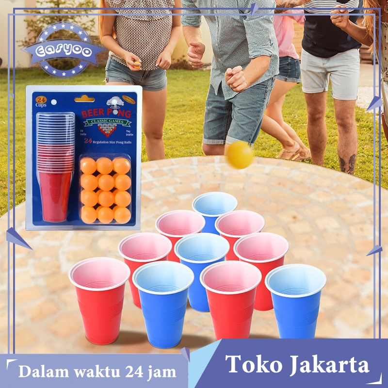 Jual Cup Pong Game Set Beer Pong Set Game For New Year Parties Games ...