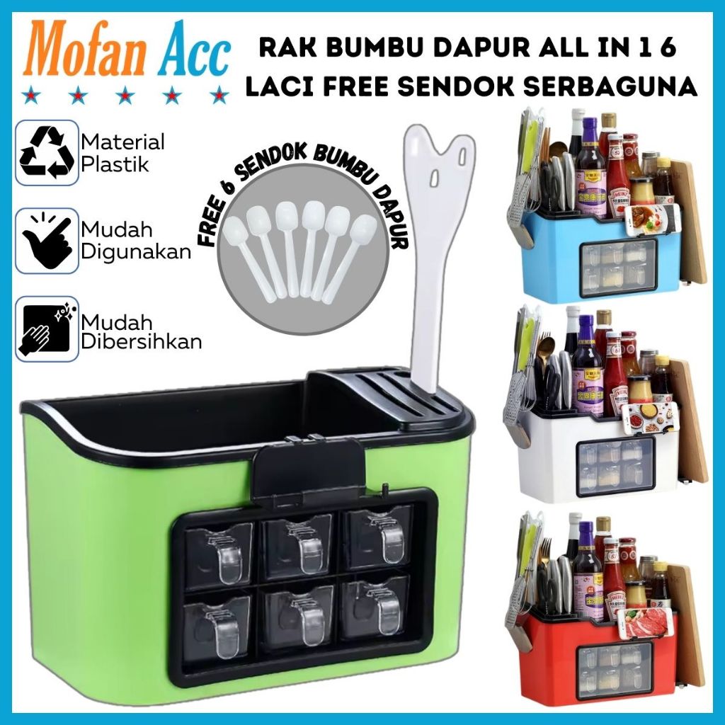 Jual Rak Bumbu Dapur 6 Laci / All in 1 Multifunctional Kitchen Shelf ...
