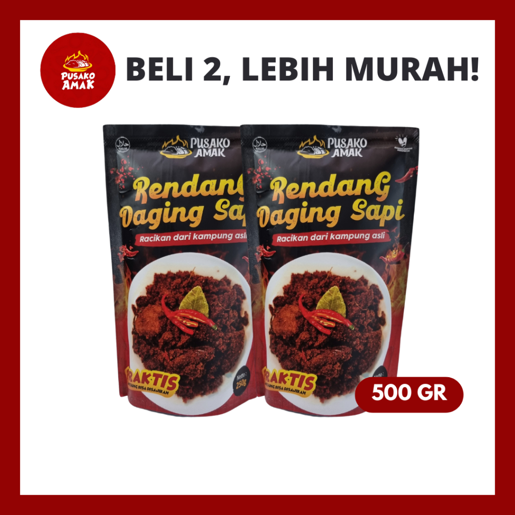 Jual Rendang Pusako Amak - Praktis, Halal, dan Siap Saji 500 Gram ...