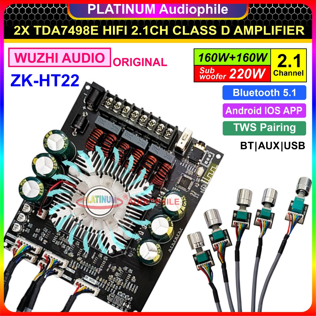 Jual TDA7498E Amplifier Class D 2.1CH Bluetooth 5.1 Hifi Stereo 2x 160W ...