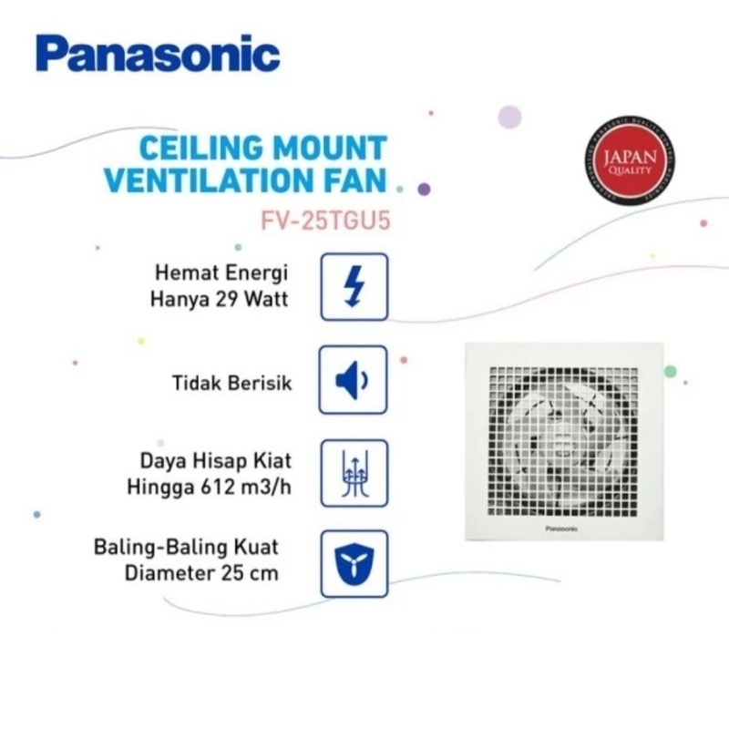 Jual PANASONIC : 25-TGU CEILING EXHAUST FAN HEXSOS PLAFON DAK 10 INCH ...