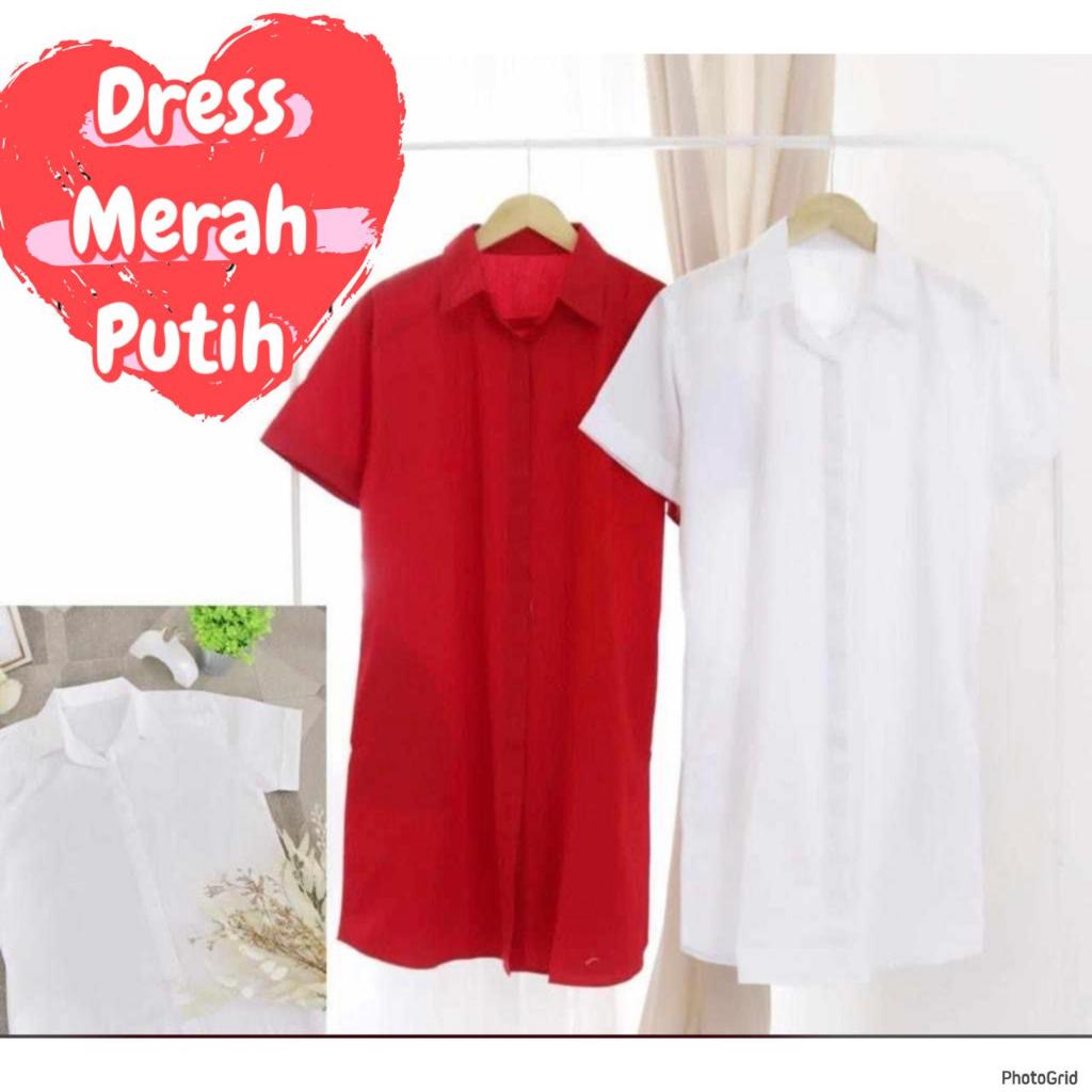 Jual Casual simple tunik poplin model A-line / Dress Merah Putih Edisi ...