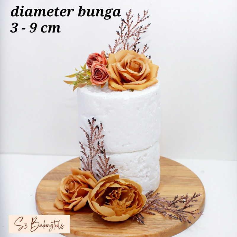 Jual Cake topper hiasan kue rustic brown set artificial flower | Shopee Indonesia