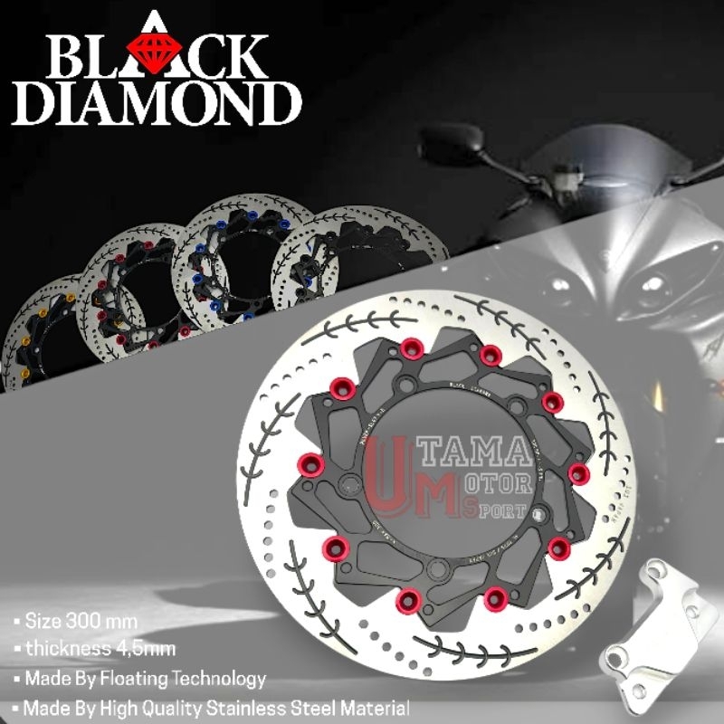 Jual Black Diamond Piringan Disc Cakram XMAX-250 / 300 Depan Front 300MM Thick 4,5mm Hole ...