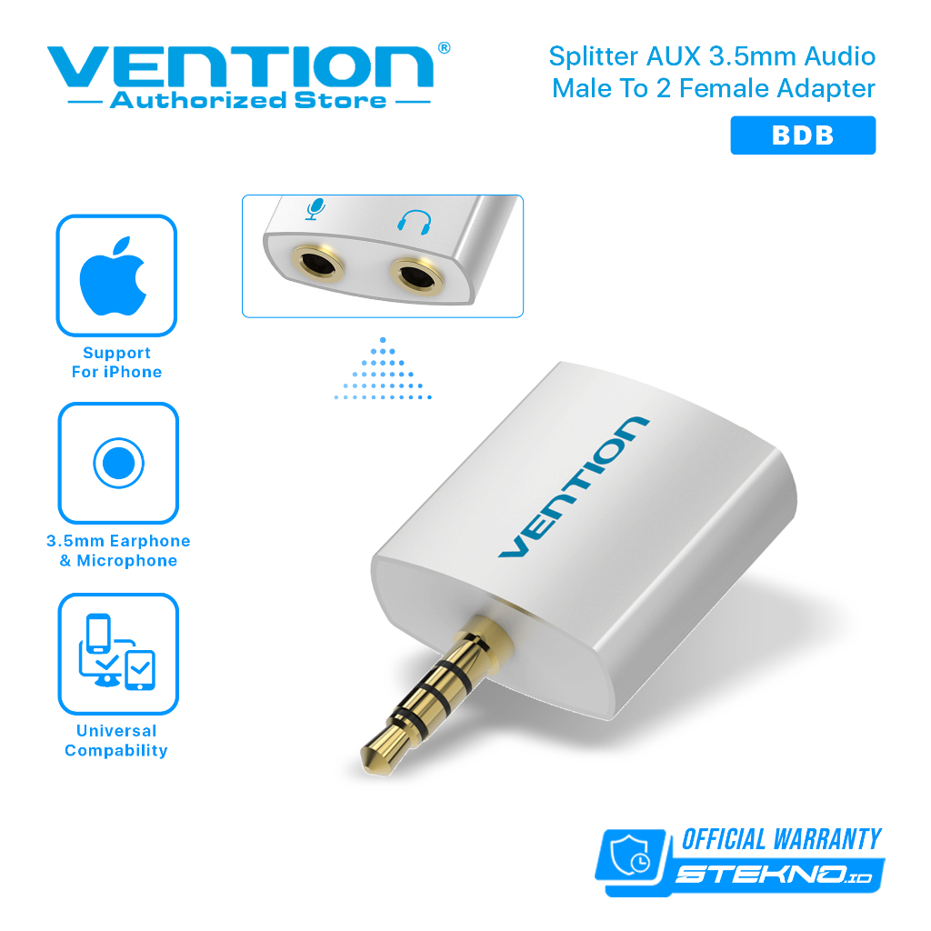Jual Vention Splitter Aux Audio Male To 2 Female Adapter | Shopee Indonesia