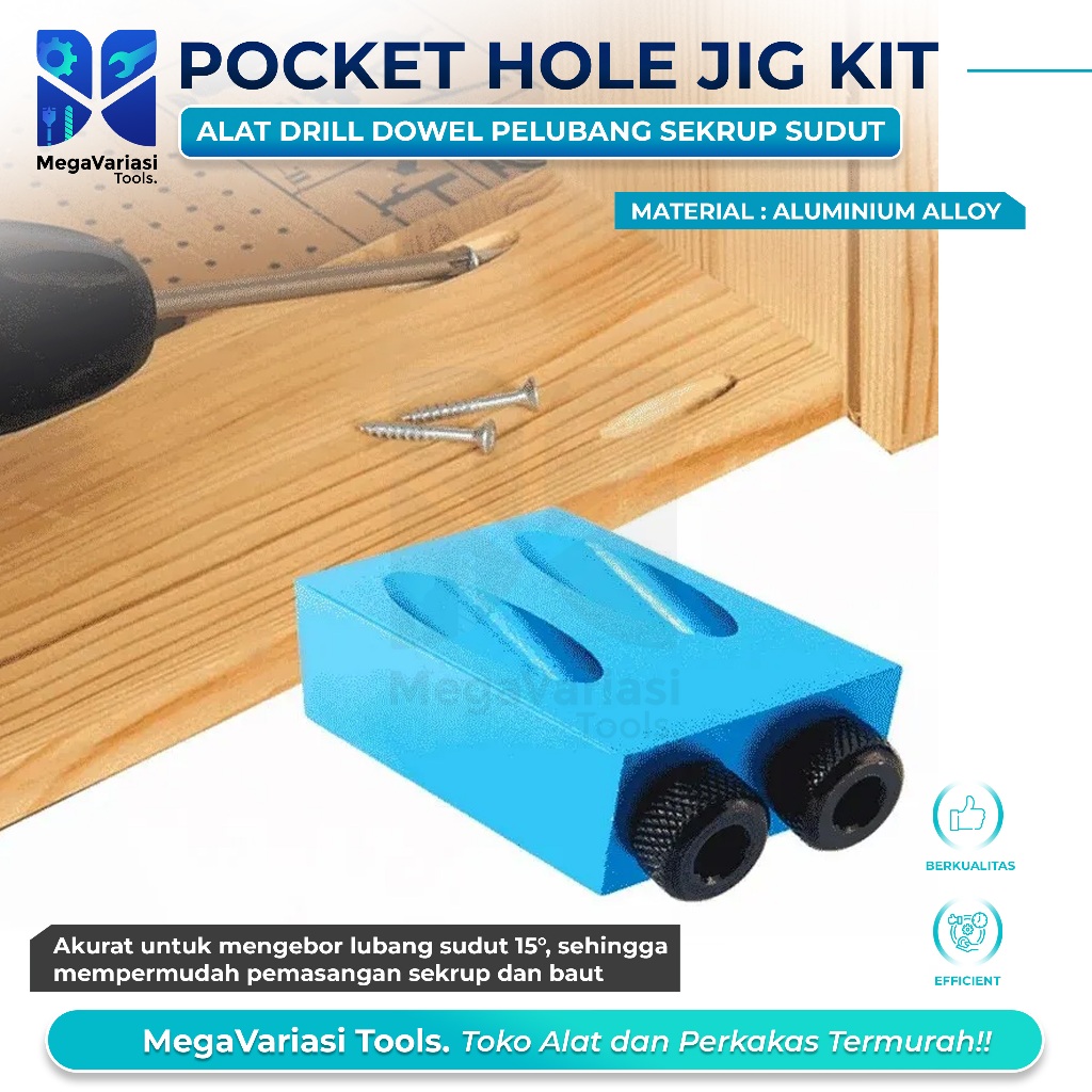 Jual Pocket Hole Jig set Drill Guide 6mm 8mm 10mm set stopper Bor ...