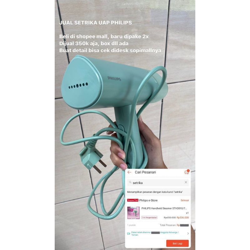 Jual [Preloved] Philips Handheld Steamer STH3010/70 Hijau - Setrika Uap ...