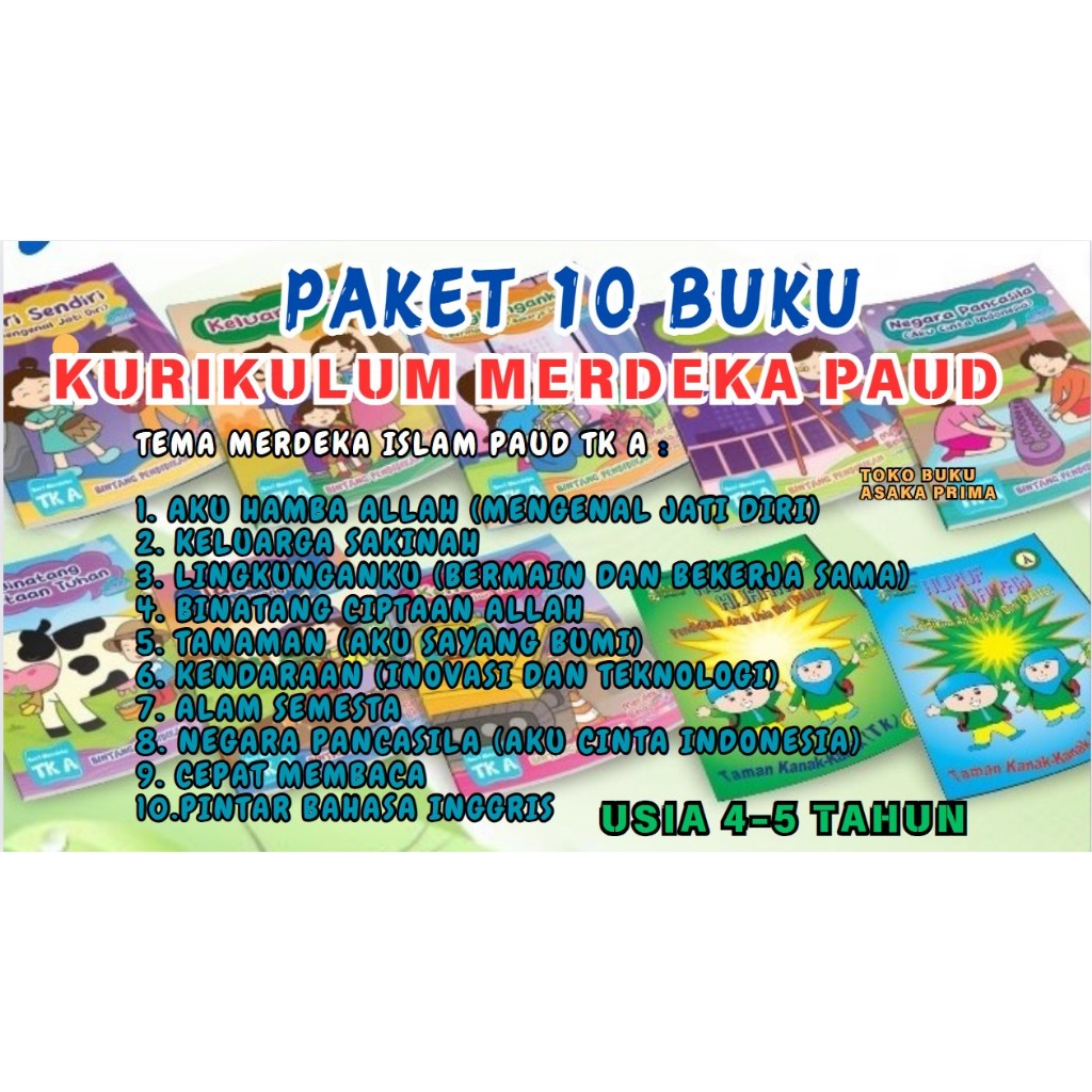 Jual BUKU PAKET 10 TEMA PAUD/TK A ISLAM KURIKULUM MERDEKA USIA 4-5 ...