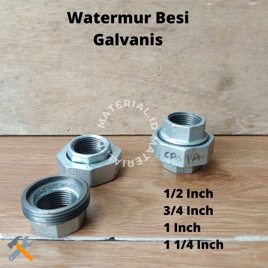 Jual Watermur Besi Drat Dalam 1/2 3/4 1 1 1/4 Inch in Galvanis Bisa di ...
