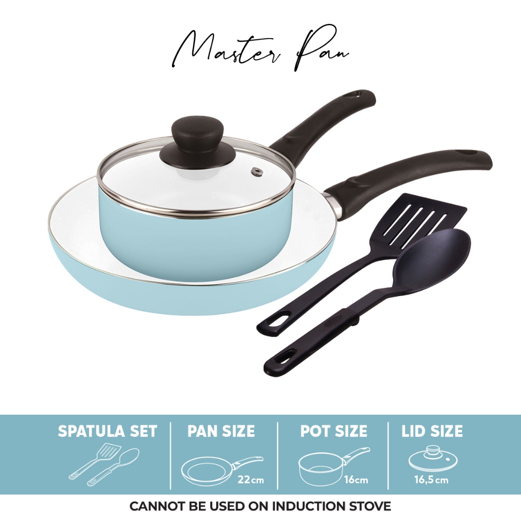 Jual Master Pan Set Panci Isi 5 Biru 5 pcs Cookware Set Blue Glow ...
