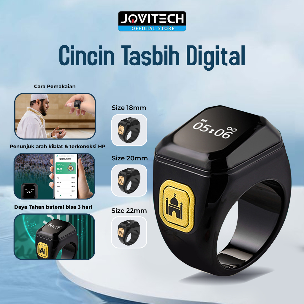 Jual Jovitech Cincin Zikr Digital LED Display Bluetooth Tasbeeh Counter ...