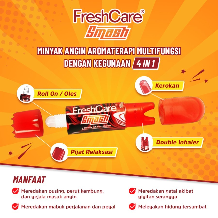 Jual FRESH CARE SMASH DOUBLE INHALER + ROLL ON / FRESHCARE / MINYAK ...