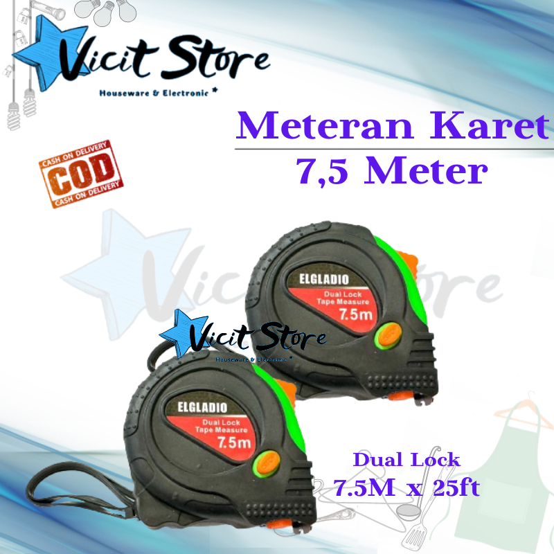 Jual Meteran Tukang 7,5 Meter / Roll Meter Karet / Meteran Karet Bangunan 7,5 Meter | Shopee ...