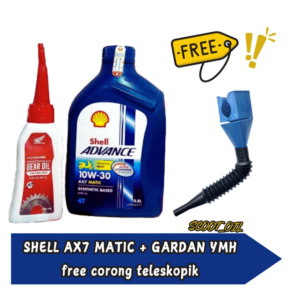 Jual Paket oli Shell Matic AX7 Advance ORIGINAL + gardan AHM 120ml FREE ...