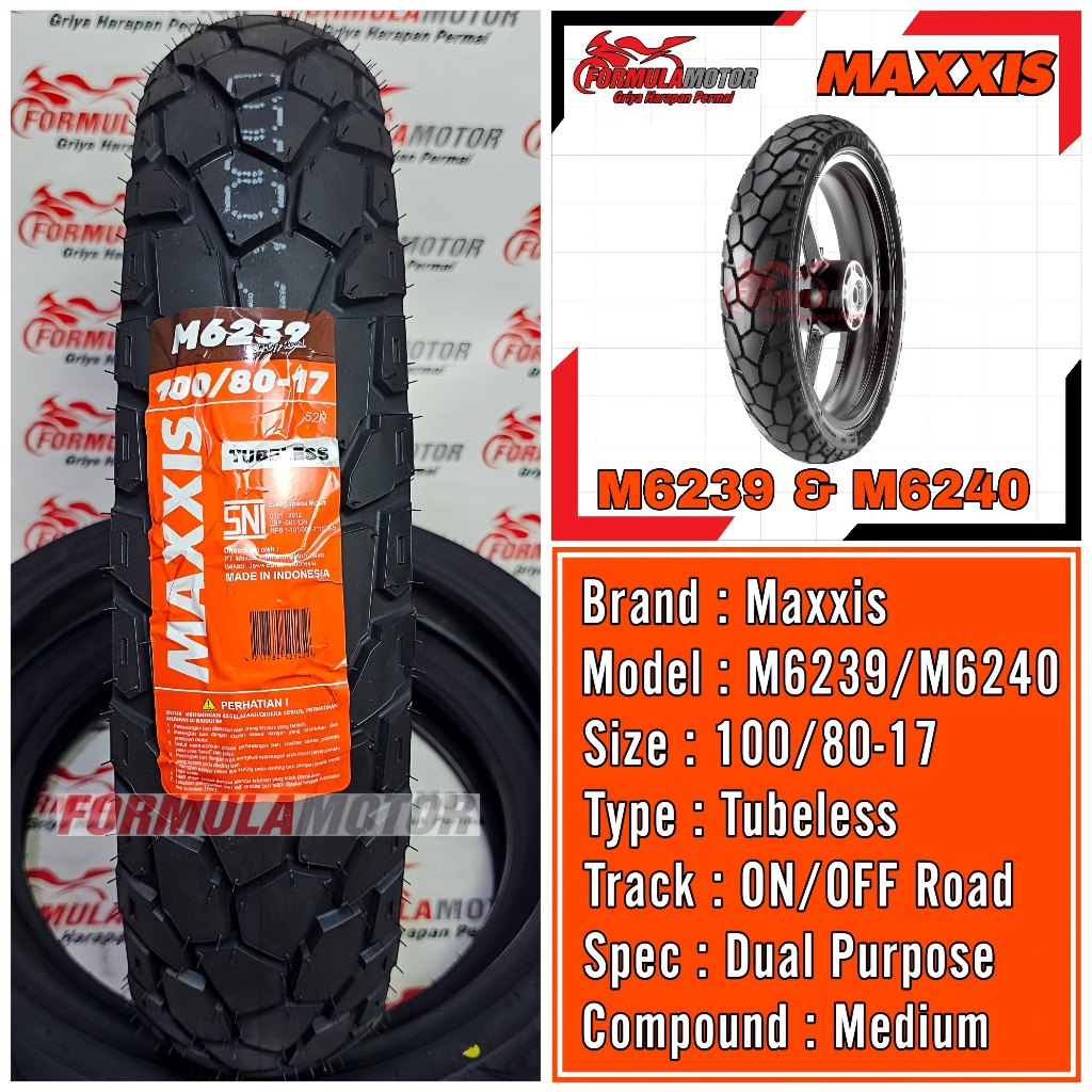 Jual 100/80-17 Maxxis M6239/M6240 Ring 17 Tubeless (Dual Purpose) Ban ...