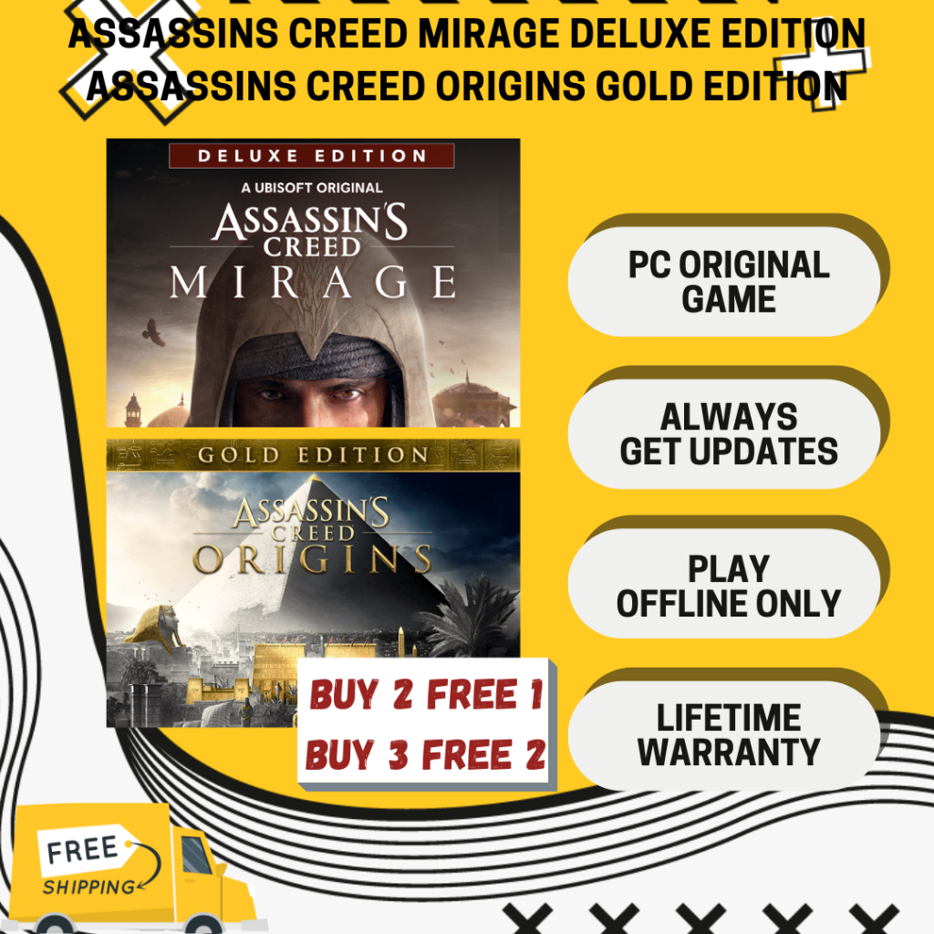 Jual ASSASSINS CREED MIRAGE DELUXE EDITION + ASSASSINS CREED ORIGINS GOLD EDITION FULL DLC PC ...